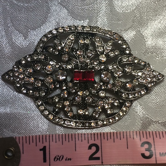 Jewelry | Beautiful Rhinestone Brooch With Red Gem Center | Poshmark